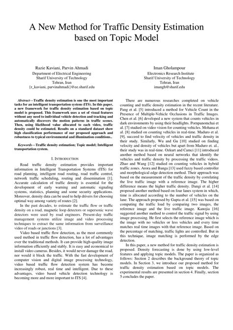 pdf a new method for traffic density estimation based on topic model
