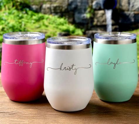 Personalized Wine Tumbler With Lid Engraved Wine Tumbler Bridesmaid