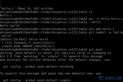 实验一：写一个hello World小程序 蓝桥云课