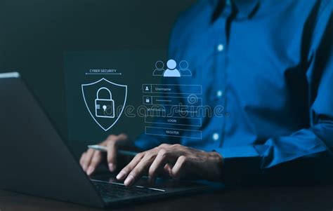 Cybersecurity Concept Man Enter Username Password Personal Information Access Data Login Protect