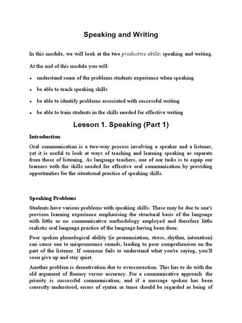 Module 33 Speaking And Writing Pdf Stress Linguistics