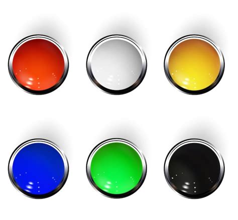 Premium Vector Vector Glossy Buttons Realistic Shiny Button With Metallic Elements Vector