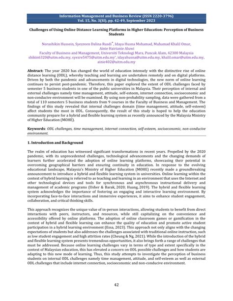 PDF Challenges Of Using Online Distance Learning Platforms In Higher Education Perception Of