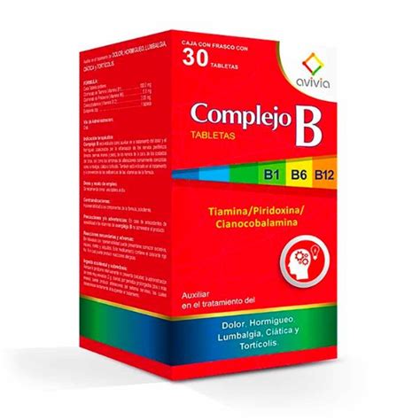 Complejo B Tiaminapiridoxinacianocobalamina Caja Con 30 Tabletas