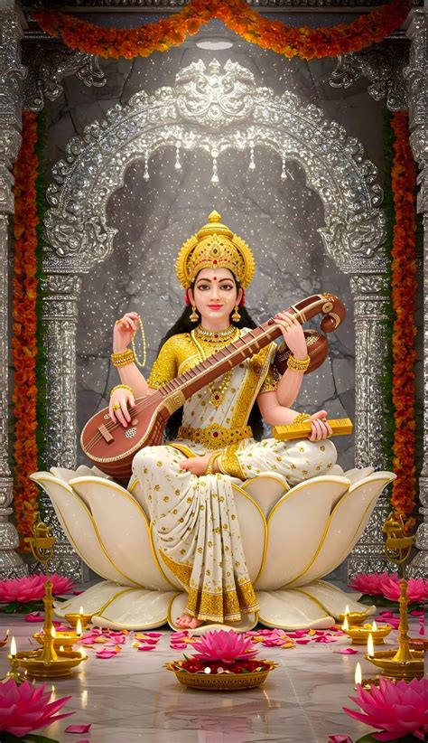Divine Saraswati Mata Wallpaper Godsphoto