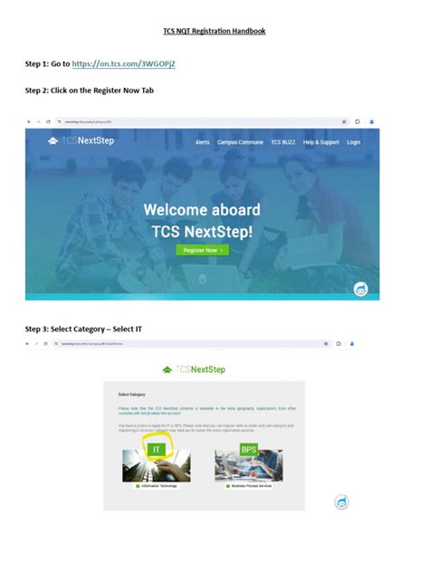 Tcs Nqt It Registration Handbook Tcs Atlas Hiring Pdf Career And Growth Business