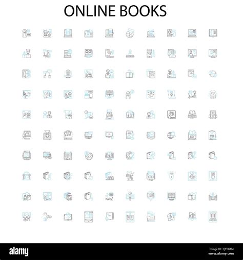 Online Books Icons Signs Outline Symbols Concept Linear Illustration