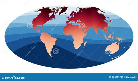 World Map Vector Aitoff Projection 205005213