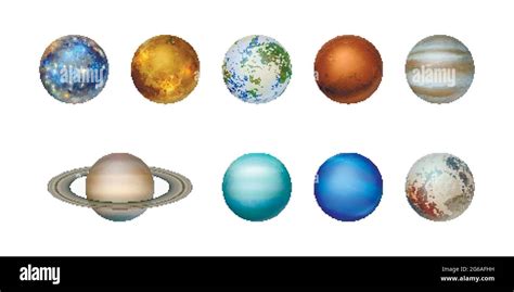 Vector 3d Realistic Space Planet Icon Set Isolated On White Background Planets Of The Solar