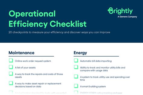 Operational Efficiency Checklist Brightly