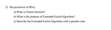 Solved The Primitives Of Rsa A What Is Totient Function