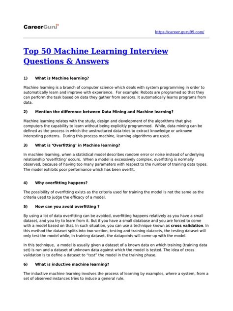 Machine Learning Interview Questions Pdf