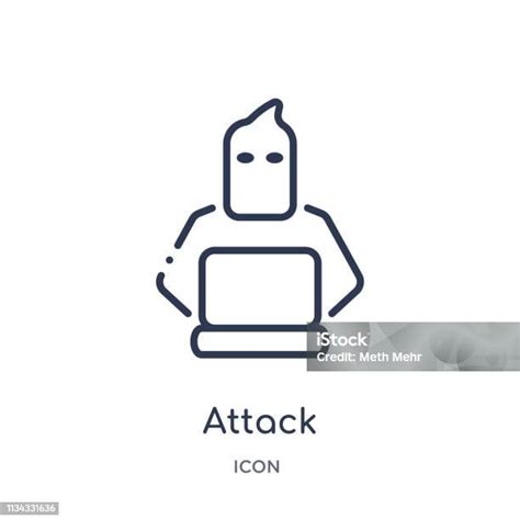 인터넷 보안 개요 컬렉션에서 선형 공격 아이콘입니다 얇은 라인 공격 아이콘 흰색 배경에 고립 공격 유행 그림 날씬한에 대한 스톡