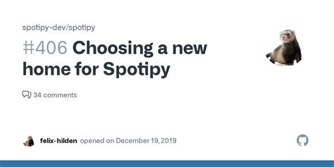 Choosing A New Home For Spotipy · Issue 406 · Spotipy Devspotipy · Github