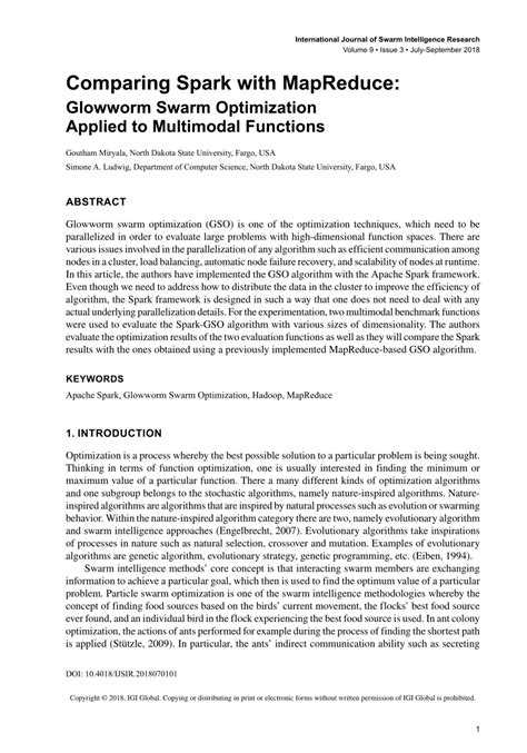 pdf comparing spark with mapreduce glowworm swarm optimization applied to multimodal functions