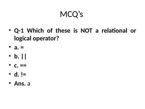 Multiple Choice Questions Of Programming Using Cpptx