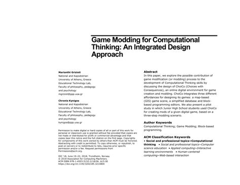 pdf game modding for computational thinking an integrated design