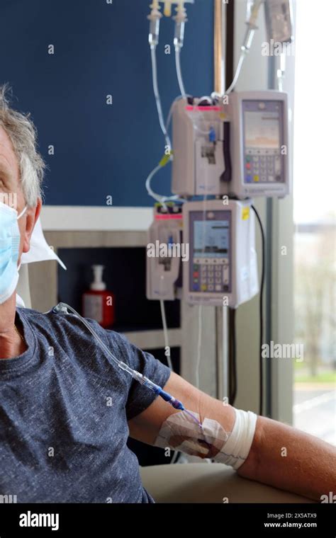 Cancer Patient Having Chemotherapy Treatment With Intravenous Infusion