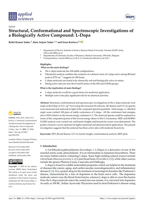 Pdf Structural Conformational And Spectroscopic Investigations Of A Biologically Active