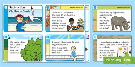 Ks1 Subtraction Challenge Cards