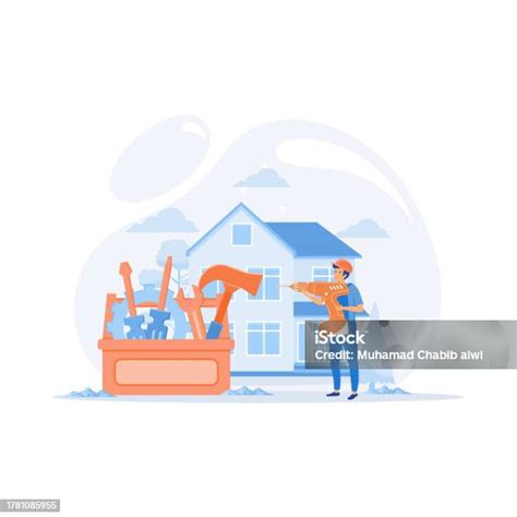 홈 리노베이션 추상 개념 벡터 일러스트 레이 션 세트 플랫 벡터 현대 일러스트 레이 션 리노베이션에 대한 스톡 벡터 아트 및 기타 이미지 리노베이션 집 확장 개념