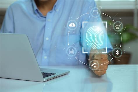 Premium Photo Using Fingerprint Scanning The Businessman Accesses And