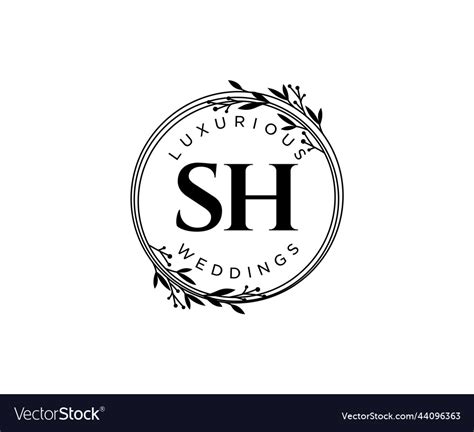 Sh Initials Letter Wedding Monogram Logos Vector Image