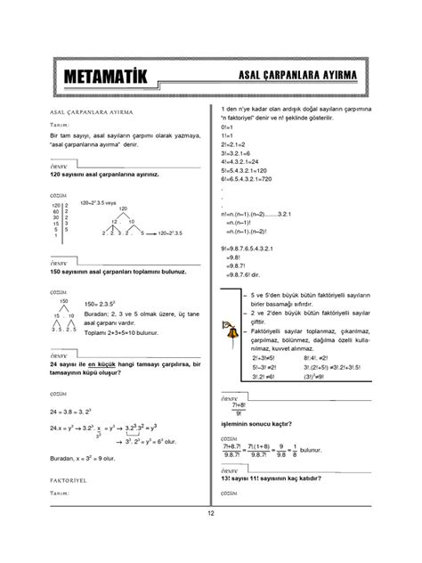 Çarpanlara Ayırma Obeb Okek Pdf