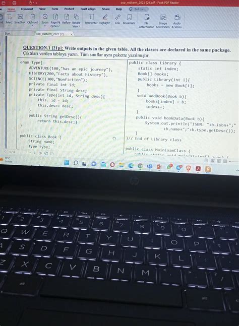 Solved Question1 21p Write Outputs In The Given Table