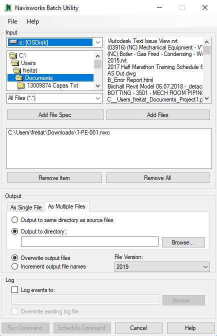 cannot embed database properties into nwd files using batch utility