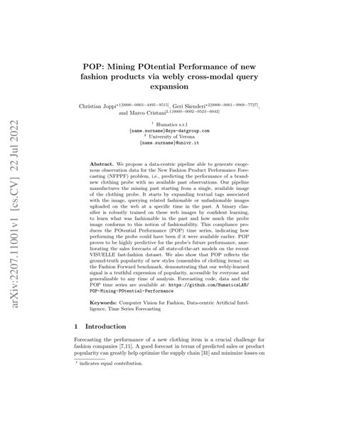 Pdf Pop Mining Potential Performance Of New Fashion Products Via