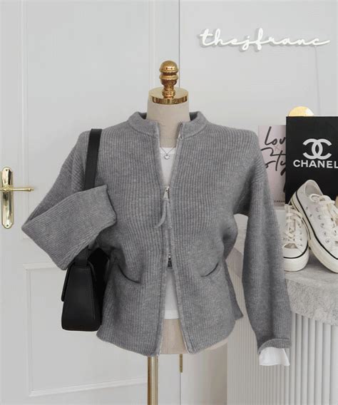 투웨이집업퀄좋은포근니트앞포켓여유 포켓투웨이니트집업 에이블리