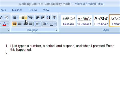 How To Change Numbering Format In Word 2007 Numbered Lists Dummies