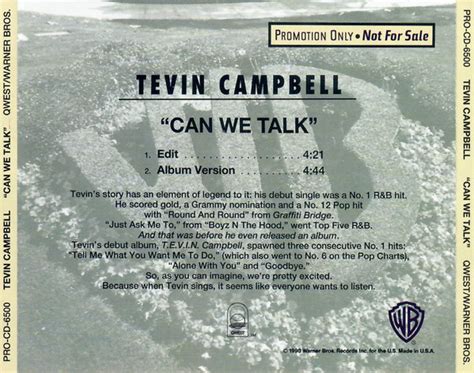 Tevin Campbell Can We Talk Cd Single Promo 1993 [r4755854