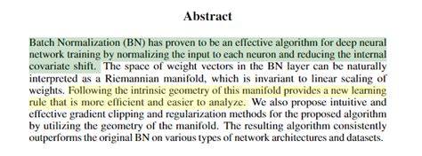 [ archived post ] riemannian approach to batch normalization by jae