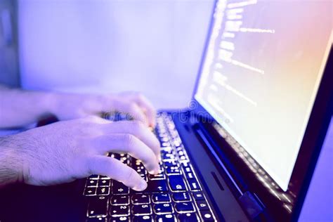 Hands Typing Code On Laptop Stock Image Image Of Computer Business