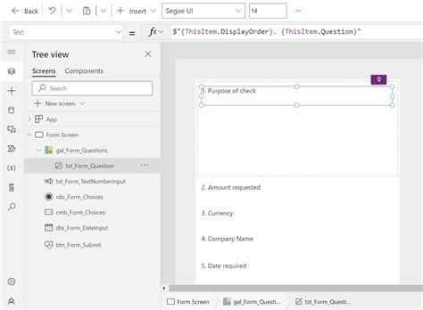 power apps dynamic forms generate forms from question list
