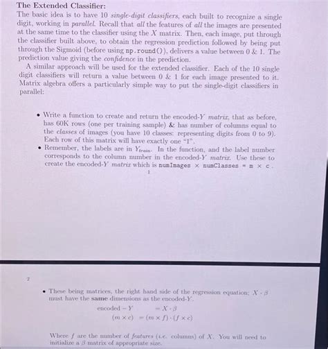 Solved The Extended Classifier The Basic Idea Is To Have 10