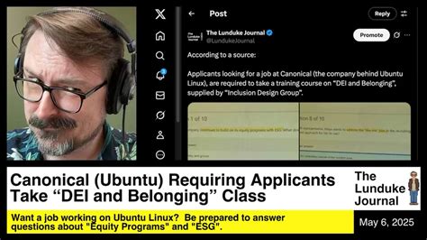 Shared Post Canonical Ubuntu Requiring Applicants Take Dei And