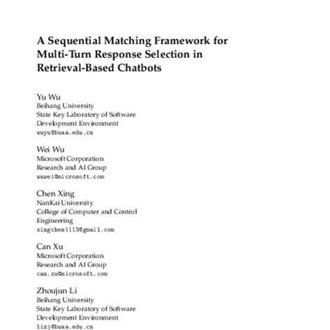 A Sequential Matching Framework For Multi Turn Response Selection In Retrieval Based Chatbots