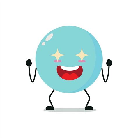 Cute Excited Bubble Character Funny Electrifying Foam Cartoon Emoticon