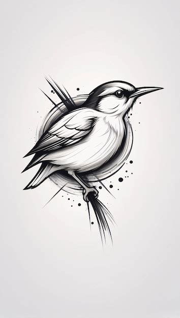 Premium Photo Minimalist Sleek And Simple Bird Perch On A Twig Of A