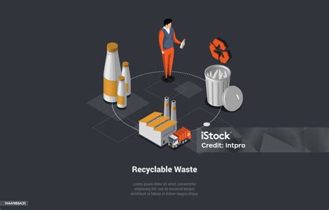 제로 폐기물 및 환경 보호 개념 남성 캐릭터는 플라스틱과 유리 쓰레기를 수집 분류하고 재활용 쓰레기통에 던지고 있습니다 아이소메트릭 3d 만화 벡터 일러스트 레이 션