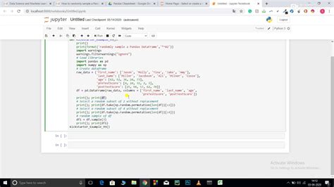 randomly sampling a pandas dataframe youtube