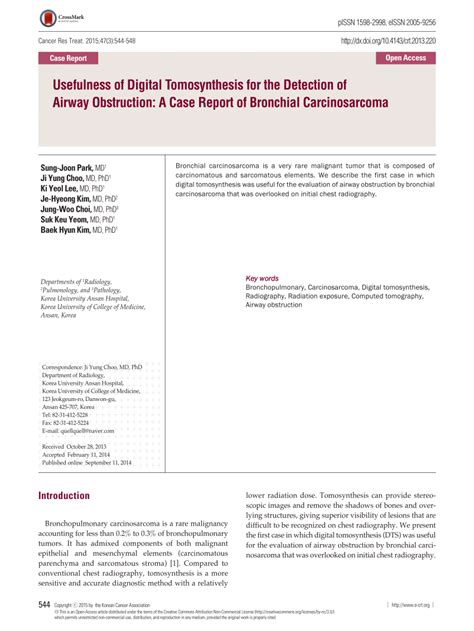 Pdf Usefulness Of Digital Tomosynthesis For The Detection Of Airway Obstruction A Case Report