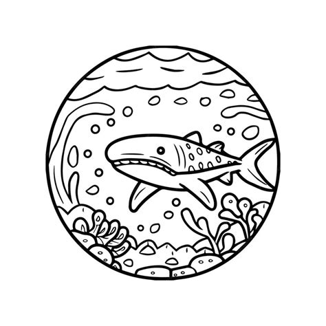고래 상어 컬러링 페이지 고래 상어는 컬러링 책에 대한 윤 프리미엄 벡터