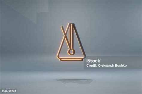 파란색 배경에 노란색 조명 기호 아이콘이 있는 아름다운 검은색 빅 메트로놈 3d 렌더링 그림입니다 디자인을 위한 배경 패턴입니다 메트로놈에 대한 스톡 사진 및 기타 이미지