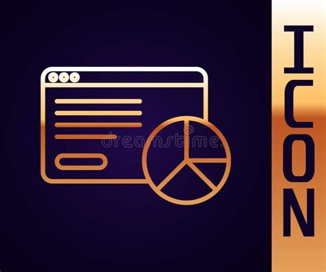 Gold Line Web Analytics Information And Development Website Statistic Icon Isolated On Black