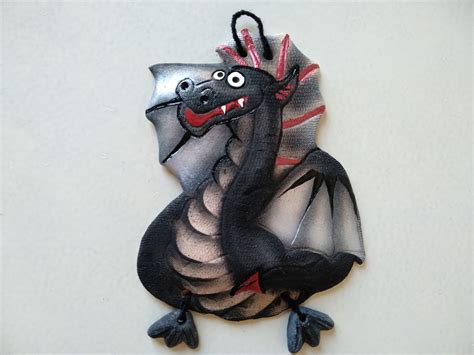 Панно настінне керамічне Фантастичний Дракон 12х18см чорний ручної роботи фото отзывы