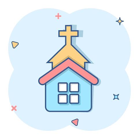 Kerk Icoon In Komische Stijl Kapel Vector Cartoon Afbeelding Op Witte Geïsoleerde Achtergrond